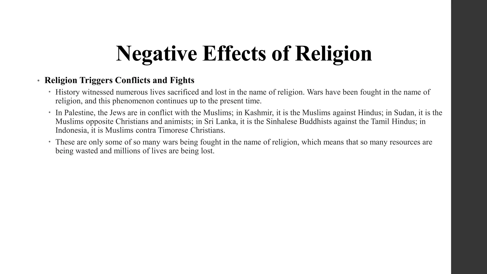 Positive and negative effects of religion | PPTX