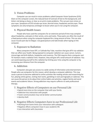 Positive and Negative Impacts of Computer | DOCX