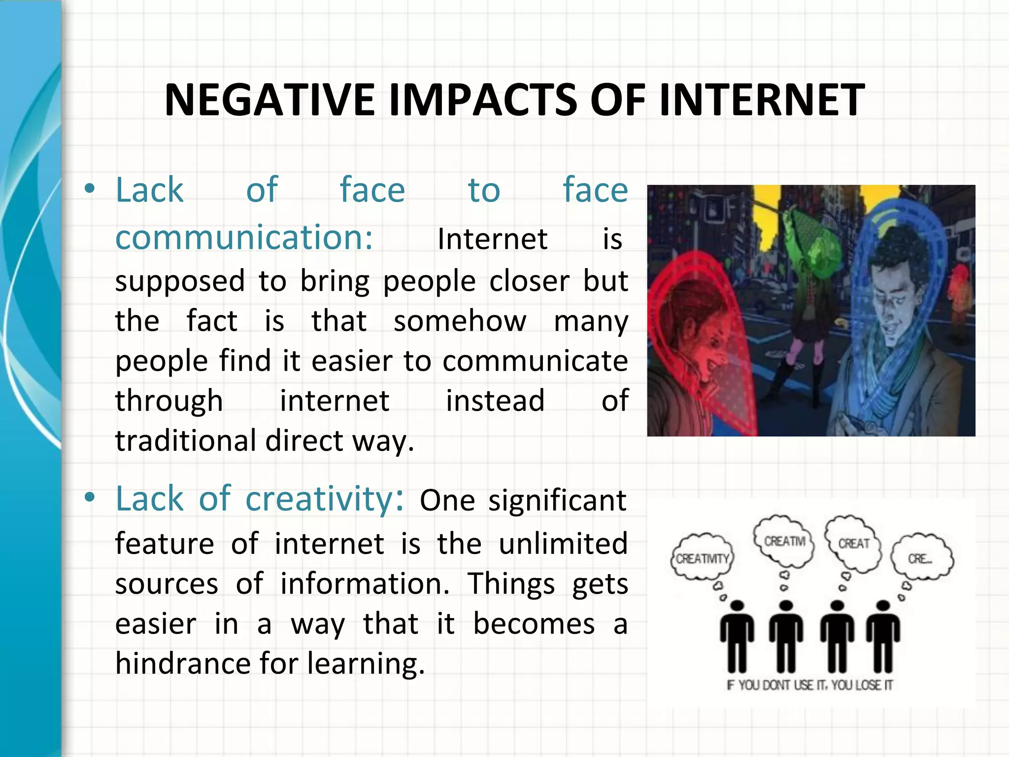 Positive and negative impacts of internet | PDF