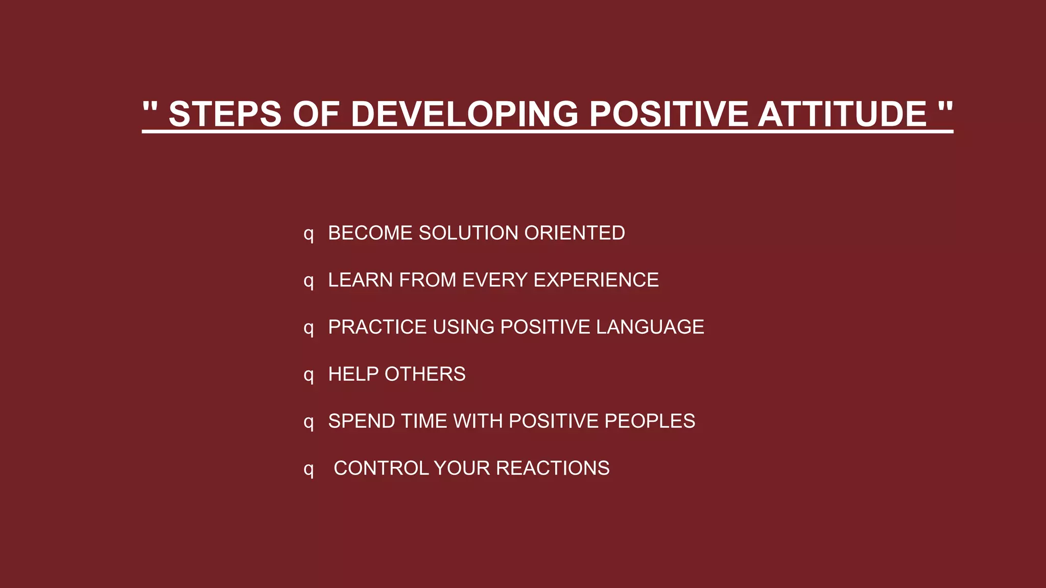 Positive attitude soft skill development | PPTX