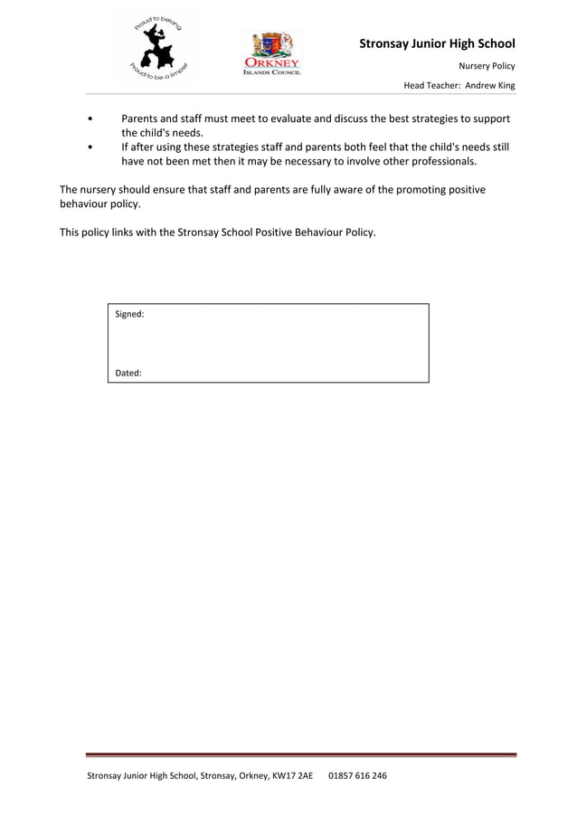 Positive behaviour policy nursery | PDF