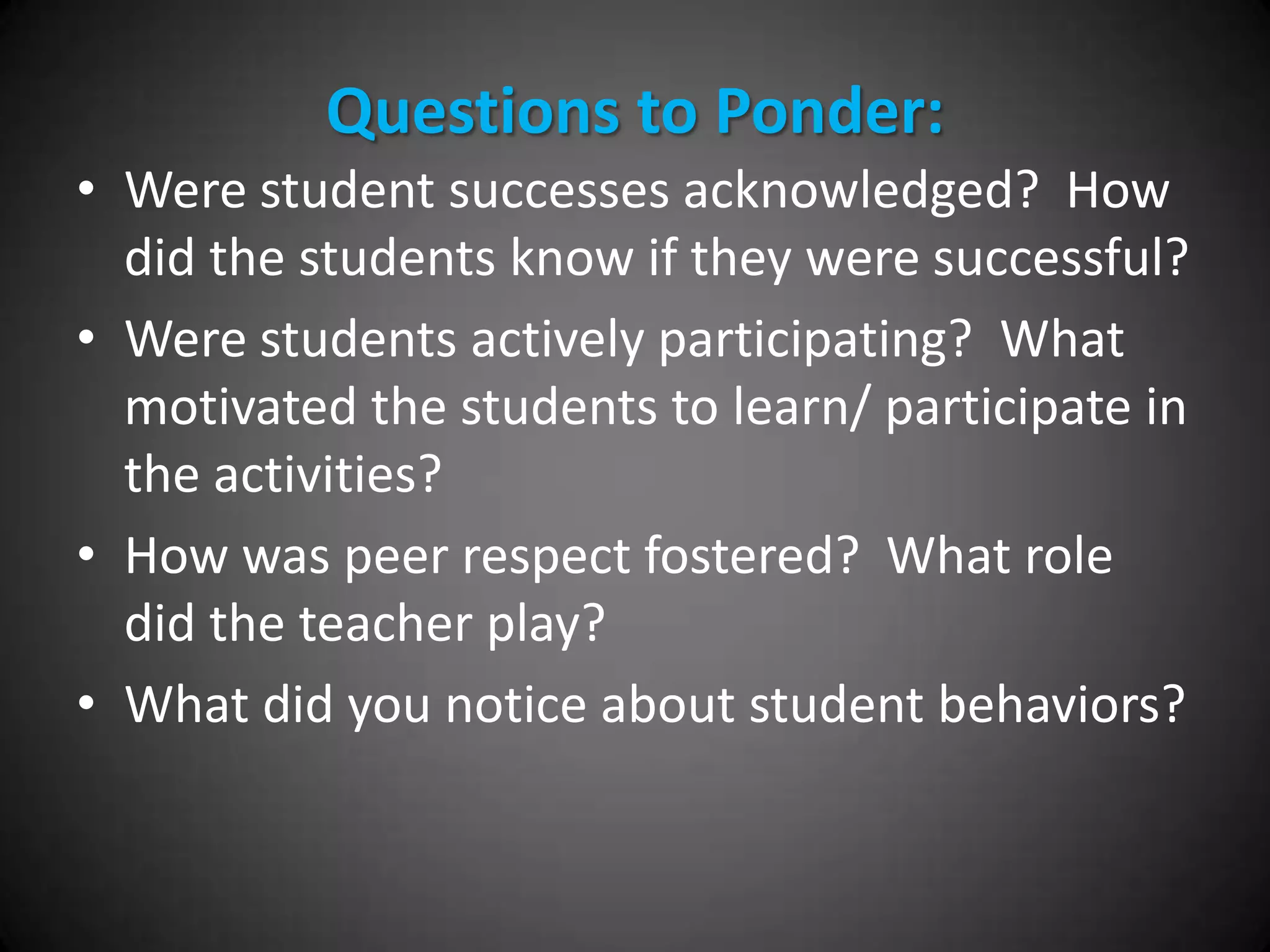 Positive classroom culture week 3 | PPT