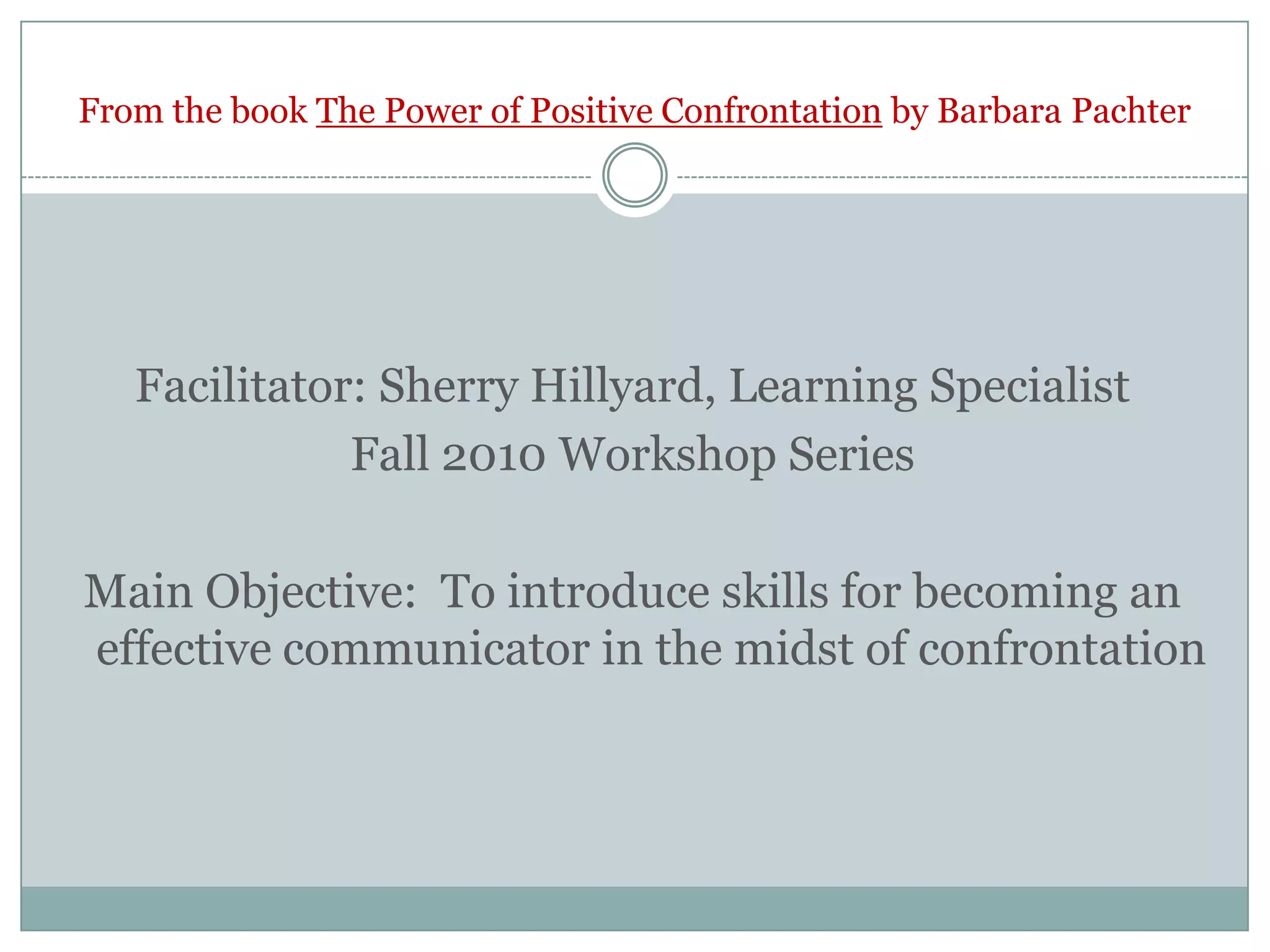 Positive confrontation | PPT