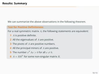 Application of Positive Definite Matrix: Linear Algebra | PDF
