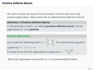 Application of Positive Definite Matrix: Linear Algebra | PDF