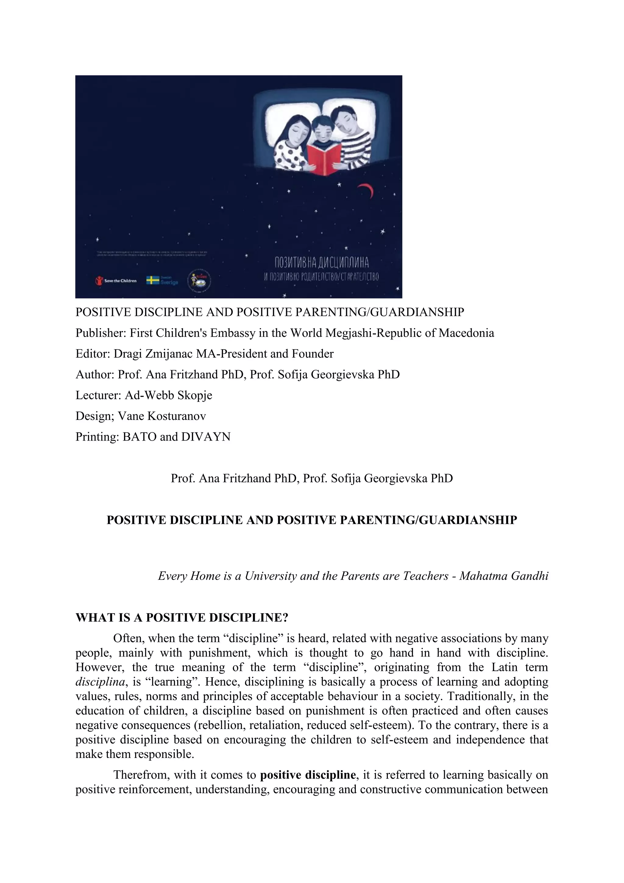 Positive discipline and positive parenting | PDF