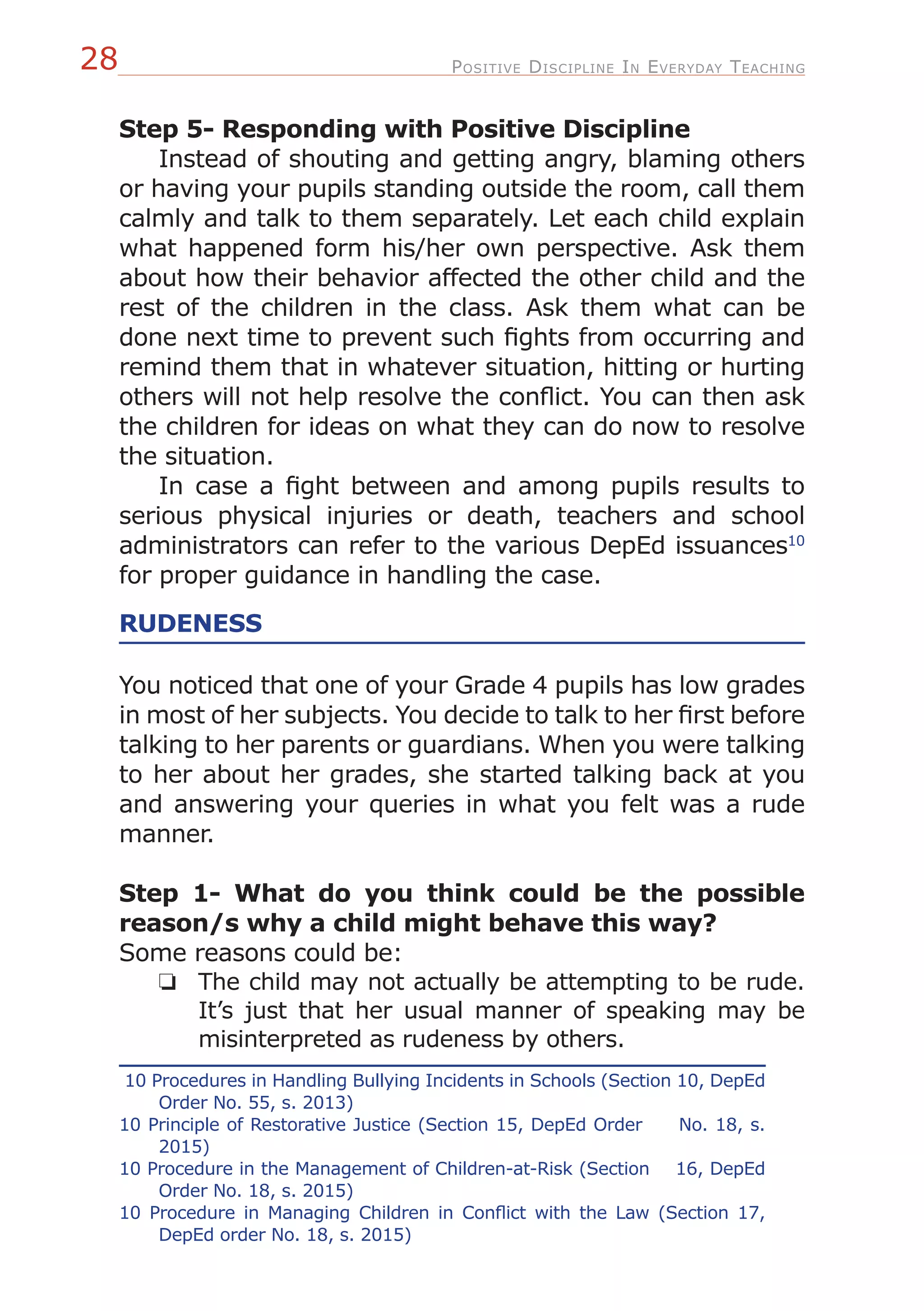 Positive discipline in everyday teaching a primer for filipino teachers ...