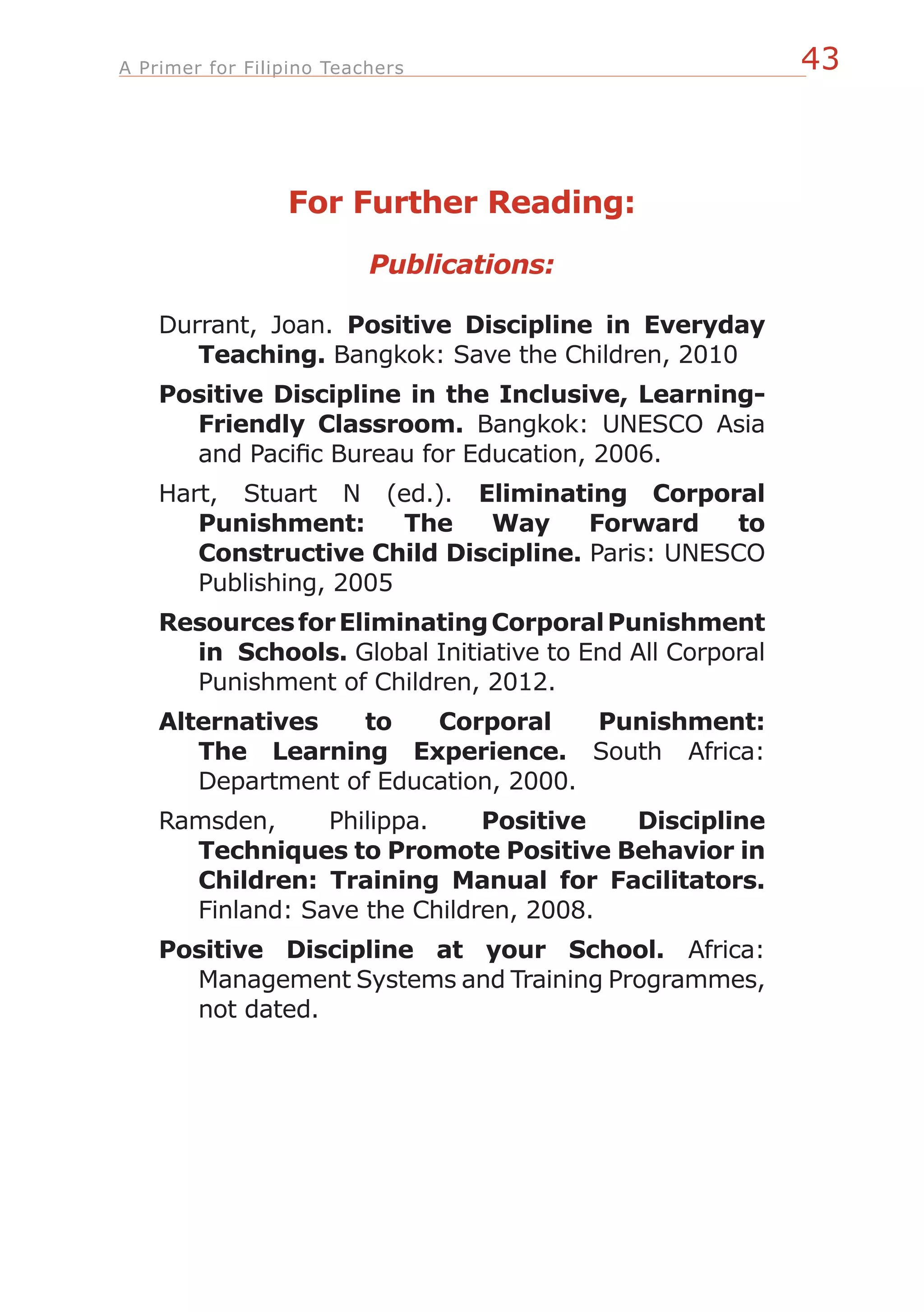 Positive discipline in everyday teaching a primer for filipino teachers ...