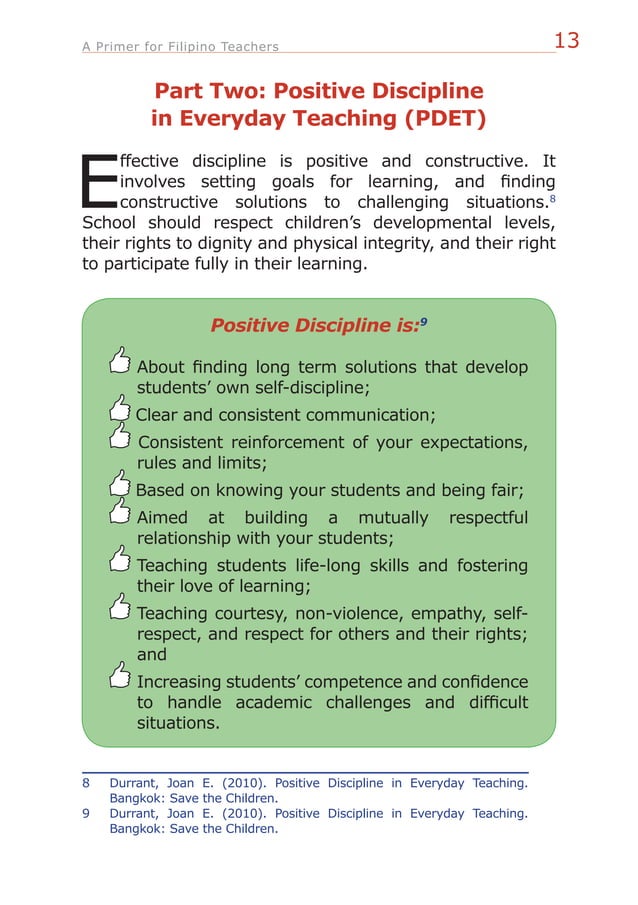 Positive discipline in everyday teaching a primer for filipino teachers ...