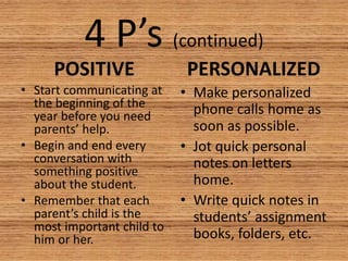 Positive & effective parent communication nto 2014 | PPTX