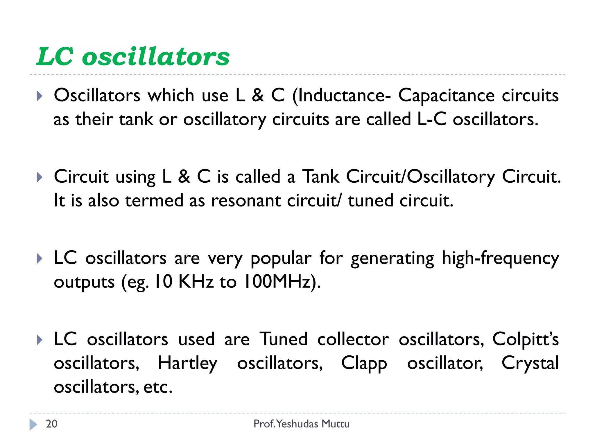 Positive feedback: Oscillators | PDF
