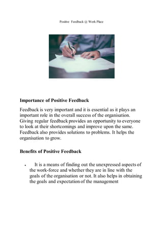 Positive feedback @ workplace | DOCX