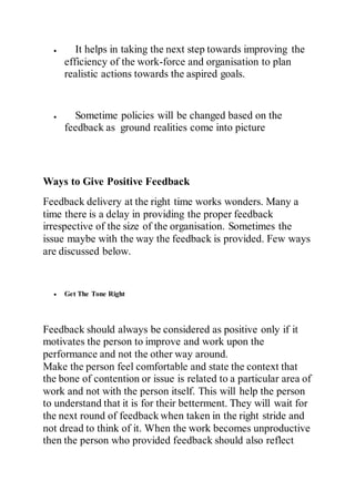 Positive feedback @ workplace | PDF