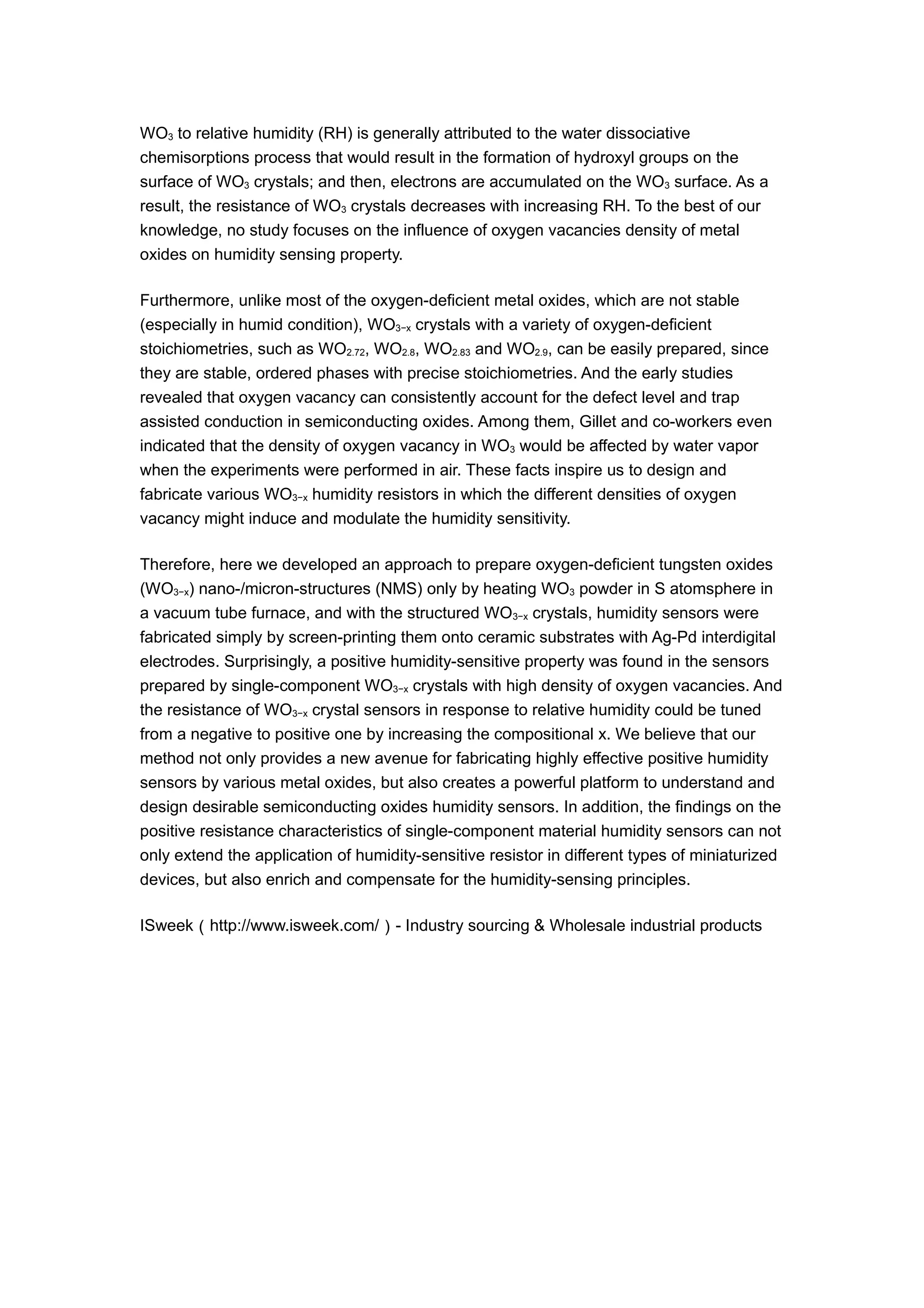 Positive impedance humidity sensors via single component materials | DOC