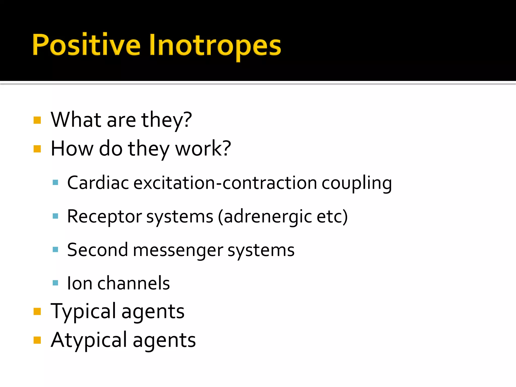 Positive inotropes, vasopressors, and vasodilators | PDF