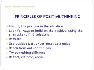 Positive Leadership In The Workplace | PDF