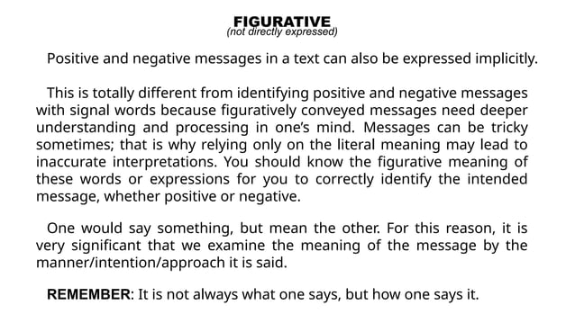analyzing positive and negative messages conveyed | PPT