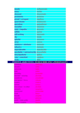 Negative Adjectives