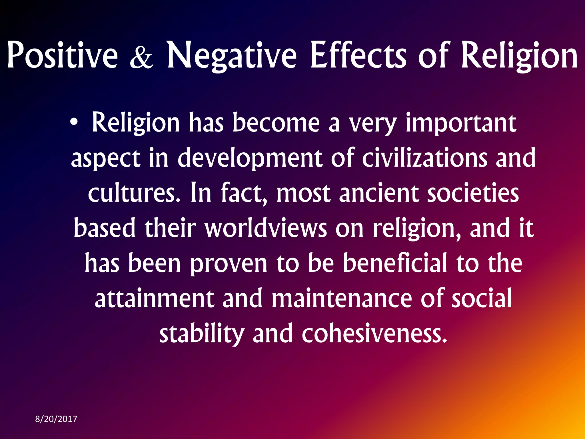 Positive & negative effects of religion | PPTX