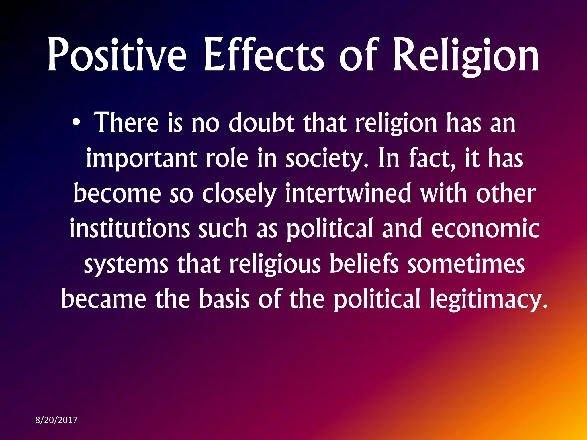 Positive & negative effects of religion | PPTX
