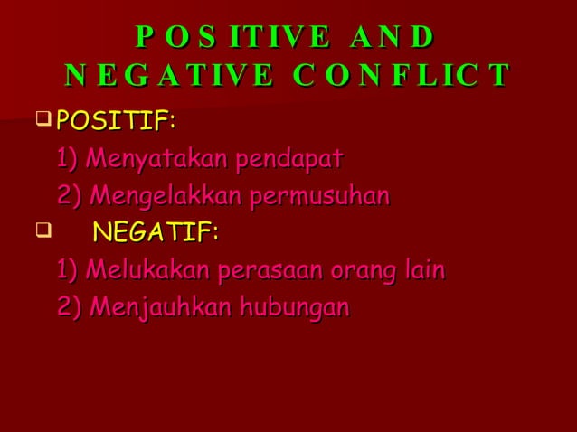 Positive and Negative Conflict | PPT