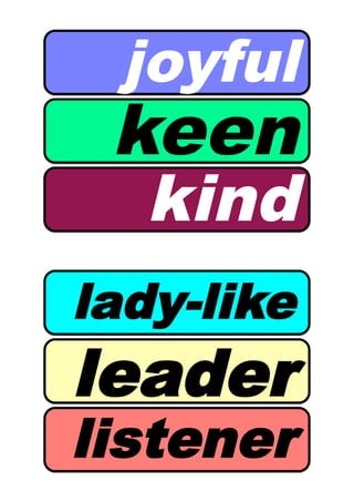 Word Wall Positive Personality Traits | PDF