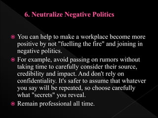 Positive politics in school organization | PPTX