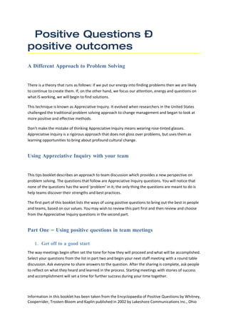Positive Questions | DOC | Human Resources | Business