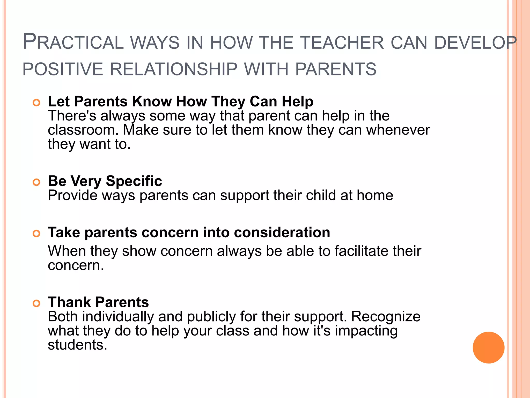 Positive relationships student, parents and teachers | PPTX