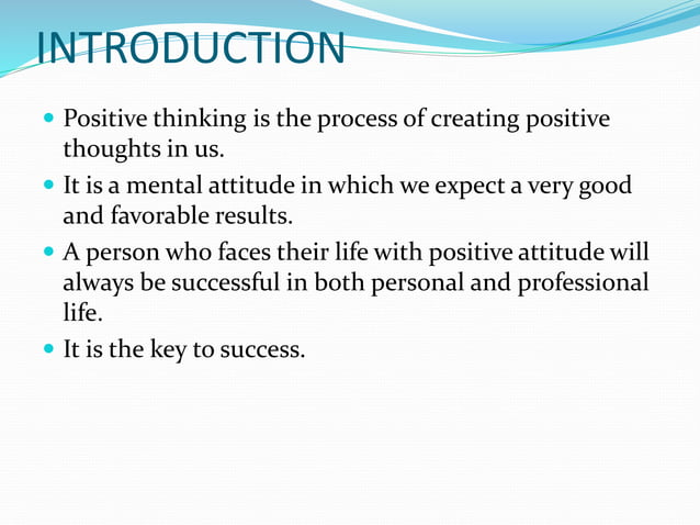 Positive thinking | PPTX | Wellness | Healthy Living