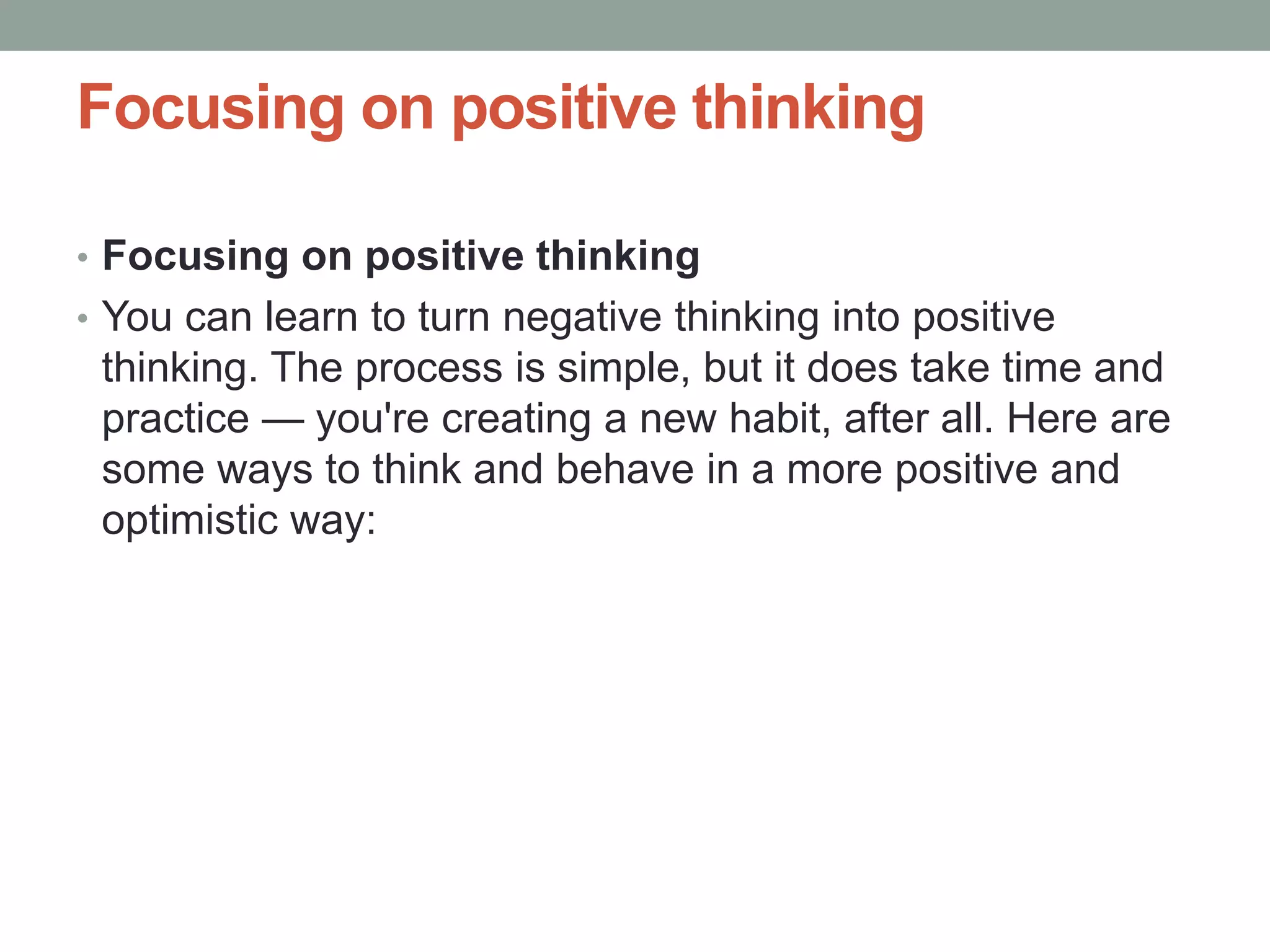 Positive thinking in workplace | PPTX