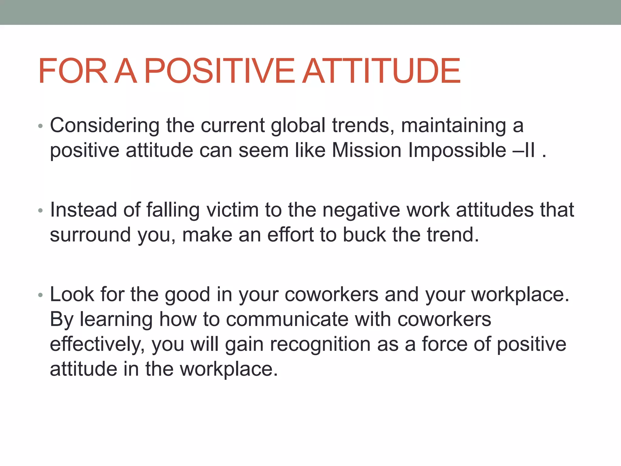 Positive thinking in workplace | PPTX
