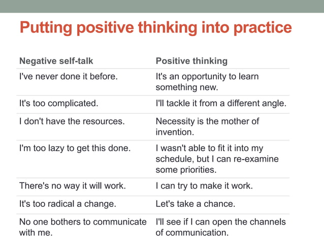 Positive thinking in workplace | PPTX
