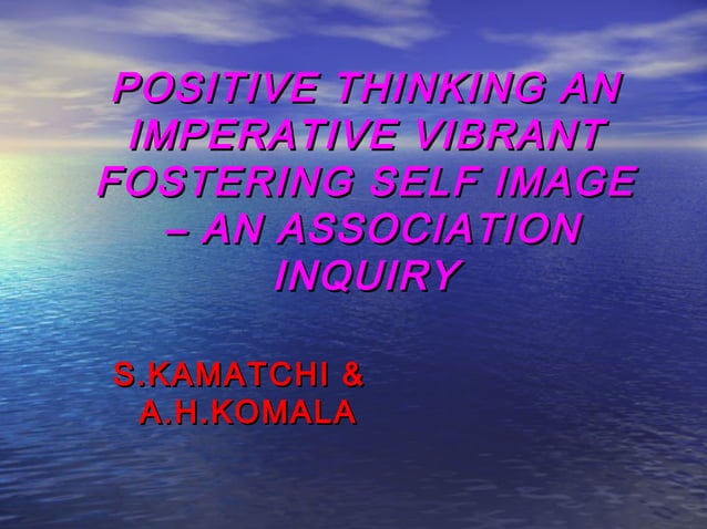 Positive thinking self image | PPT