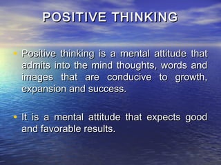 Positive thinking self image | PPT