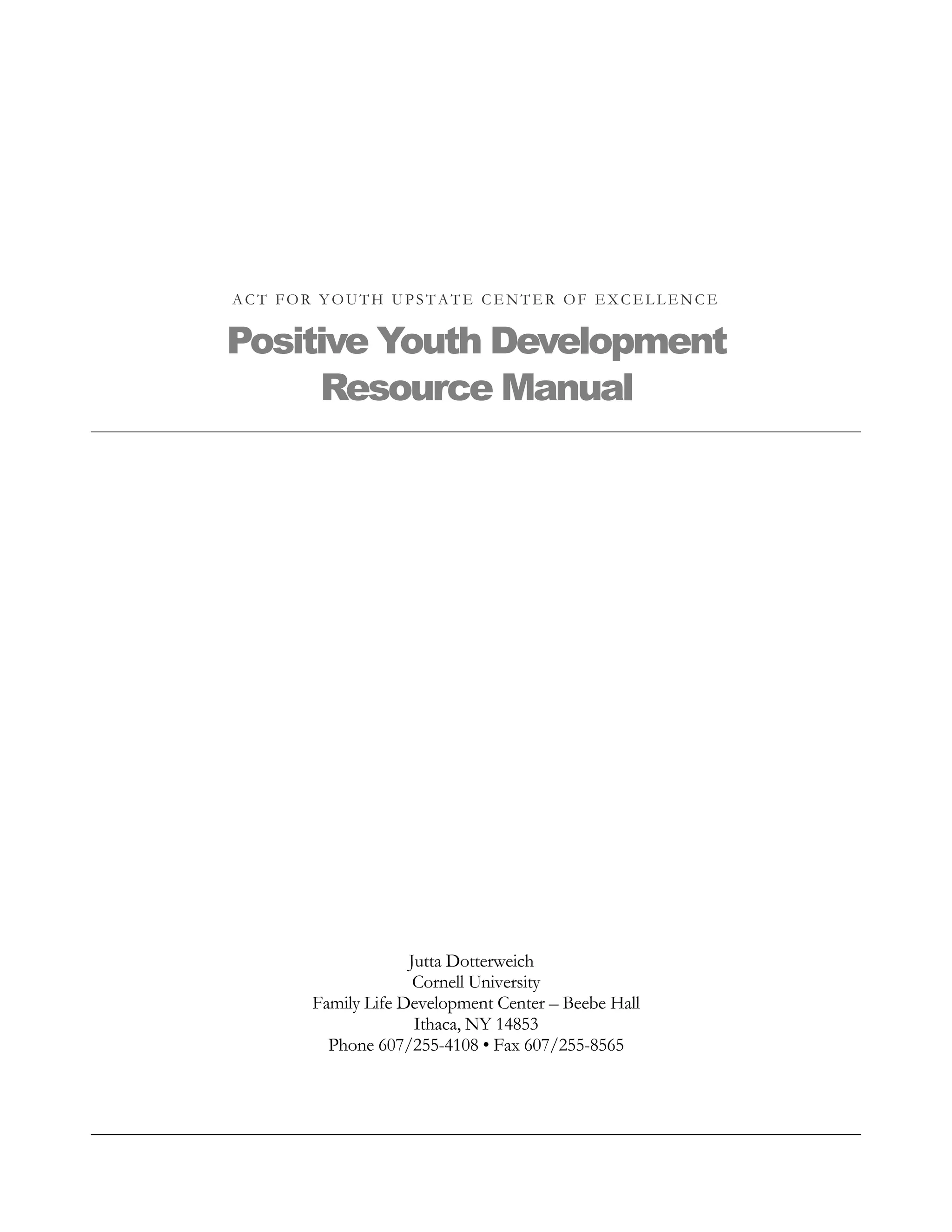 Positive youth development resource manual | PDF