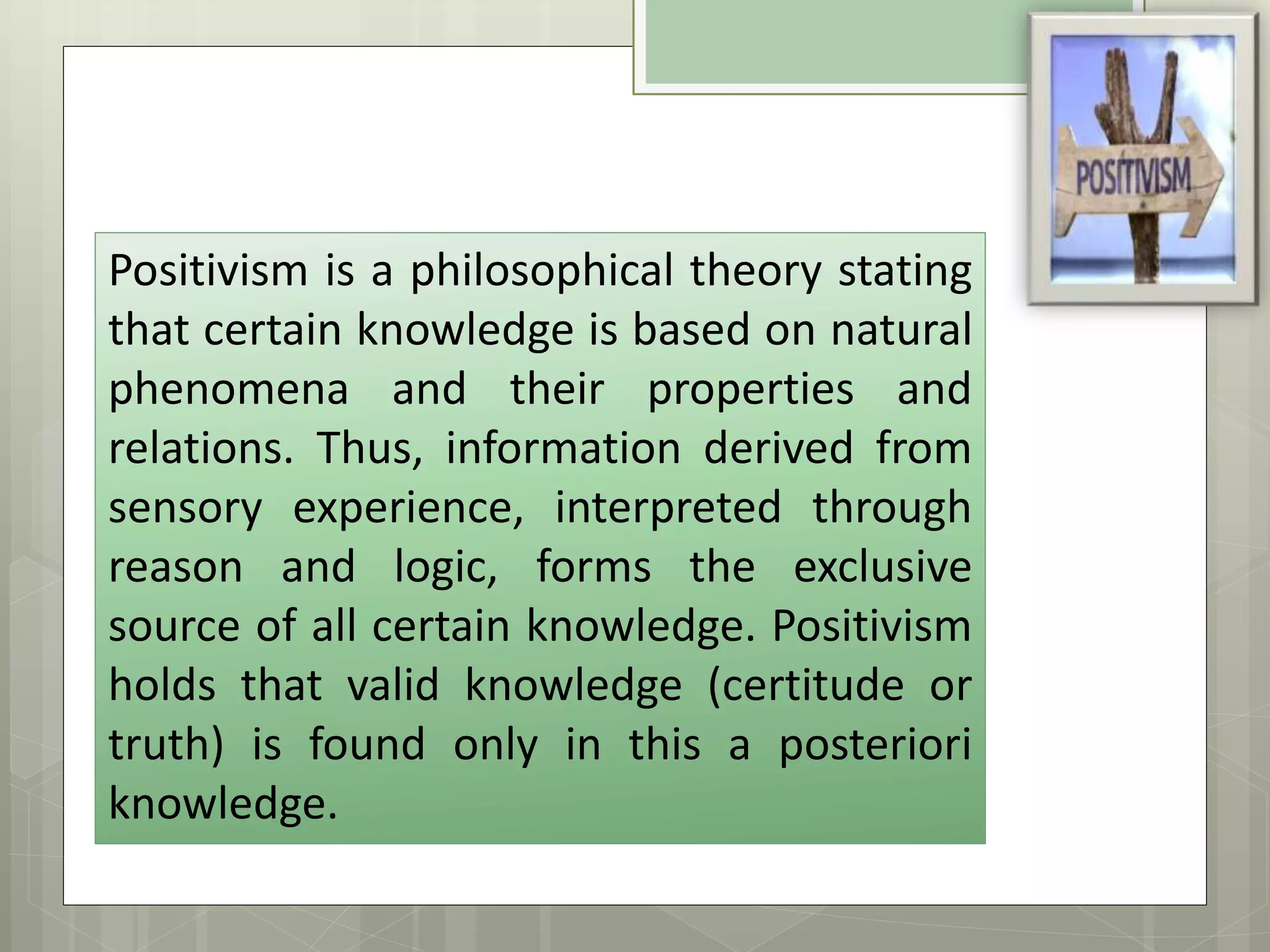 Positivism and Auguste comte | PPTX