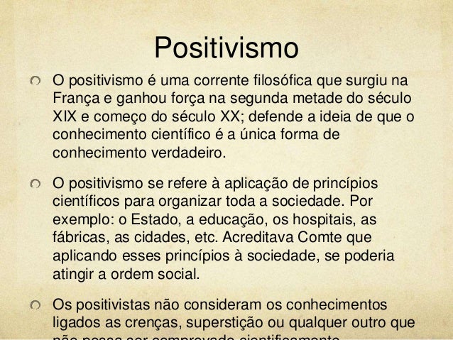 Positivismo Augusto Comte