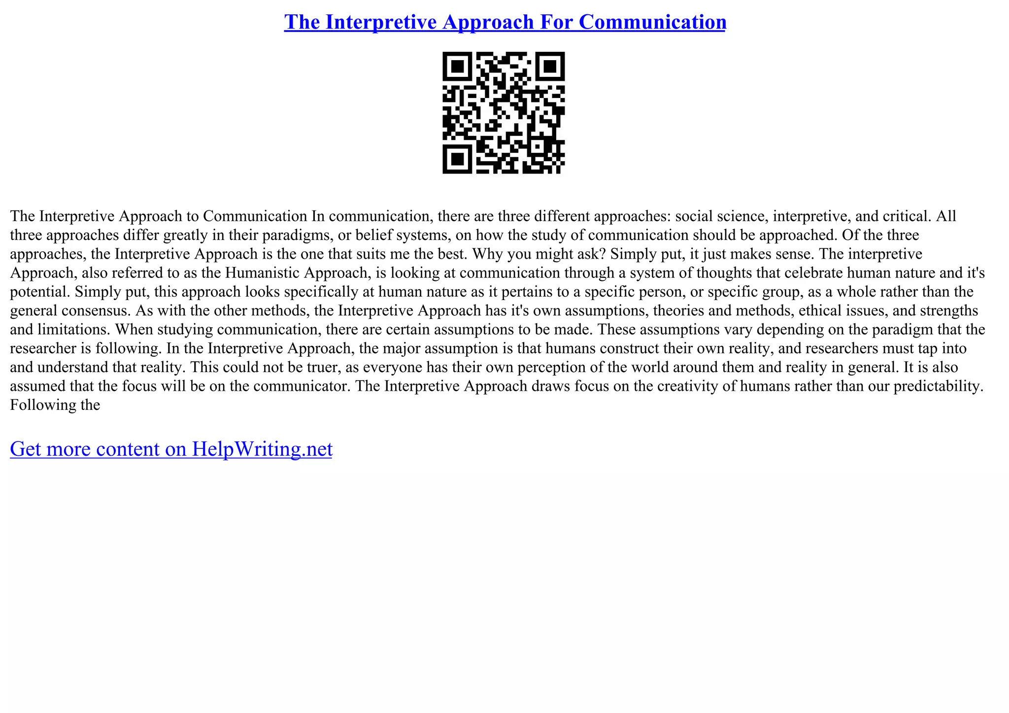 Positivism Vs Interpretivism Essay | PDF