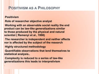 Positivist approach to research | PPTX