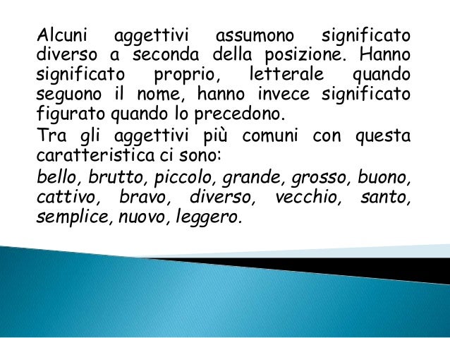 Posizione aggettivi in italiano