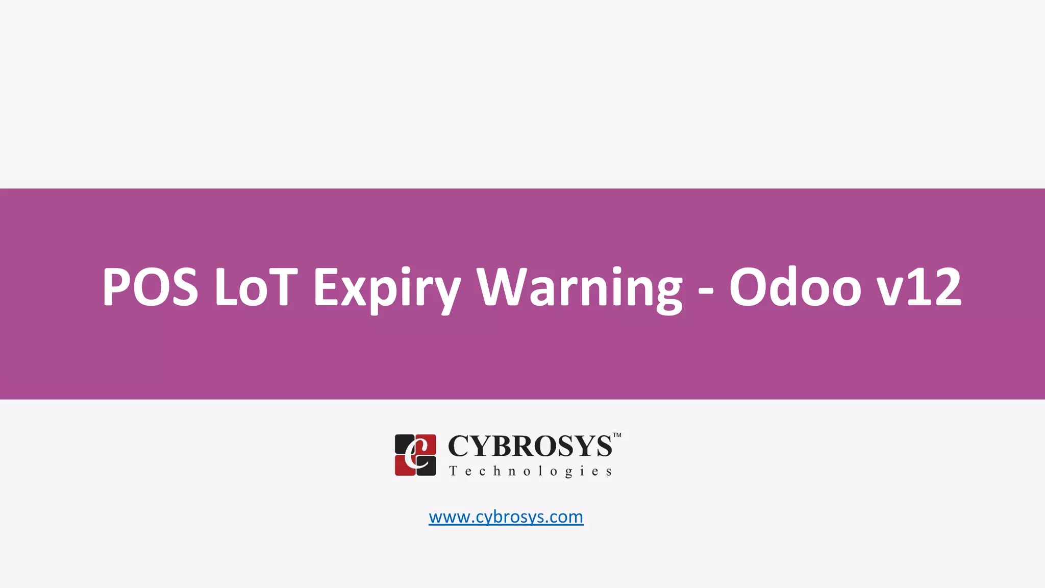 POS LoT Expiry Warning - Odoo v12 | PDF