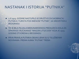 Poslovanje turističke agencije putnik | PPTX