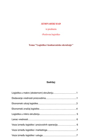 Poslovna logistika logistika i konkurentsko okruzenje | PDF