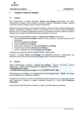 Poslovnik o kvalitetu | DOC