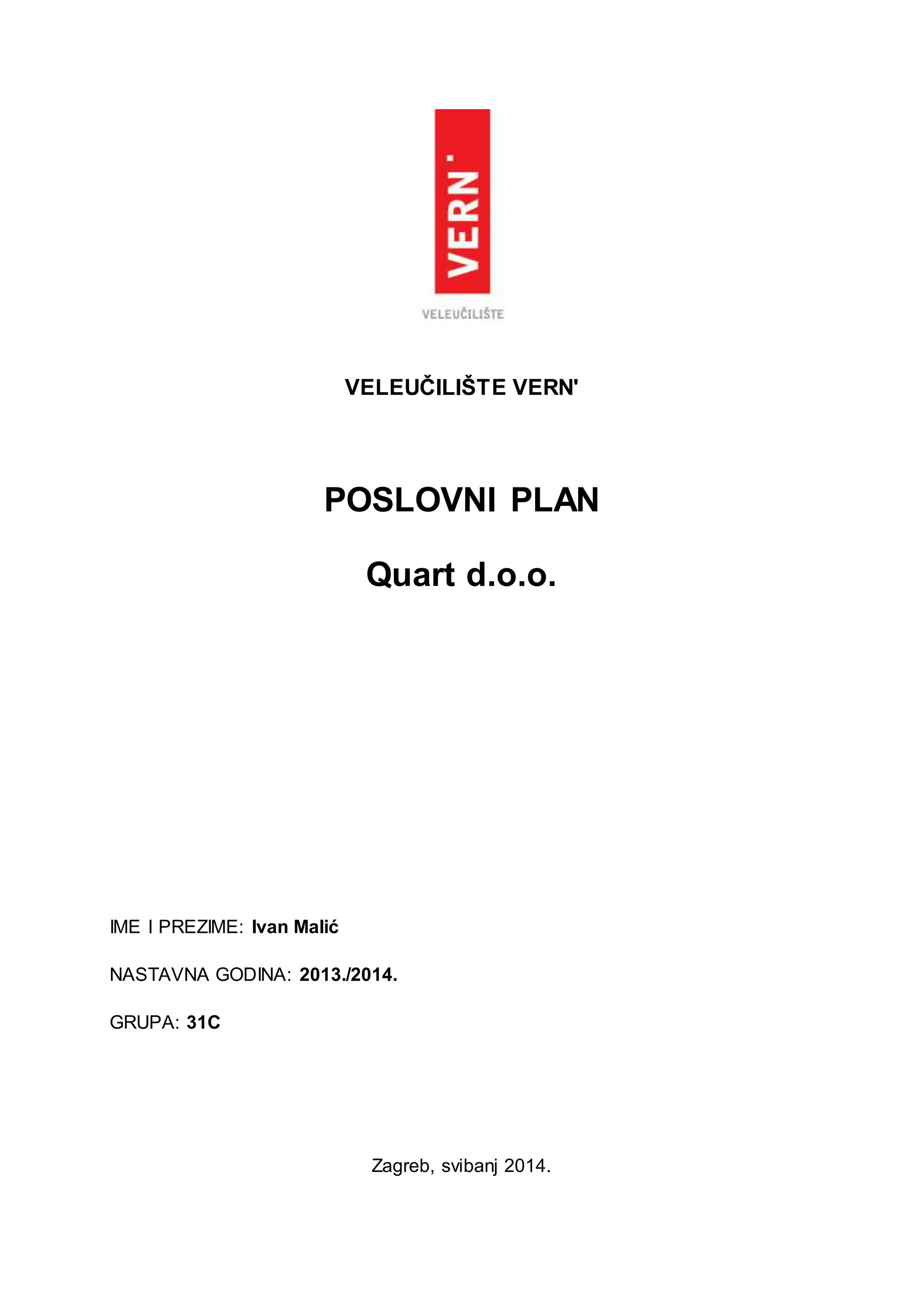 Poslovni plan ivan pekara | DOCX