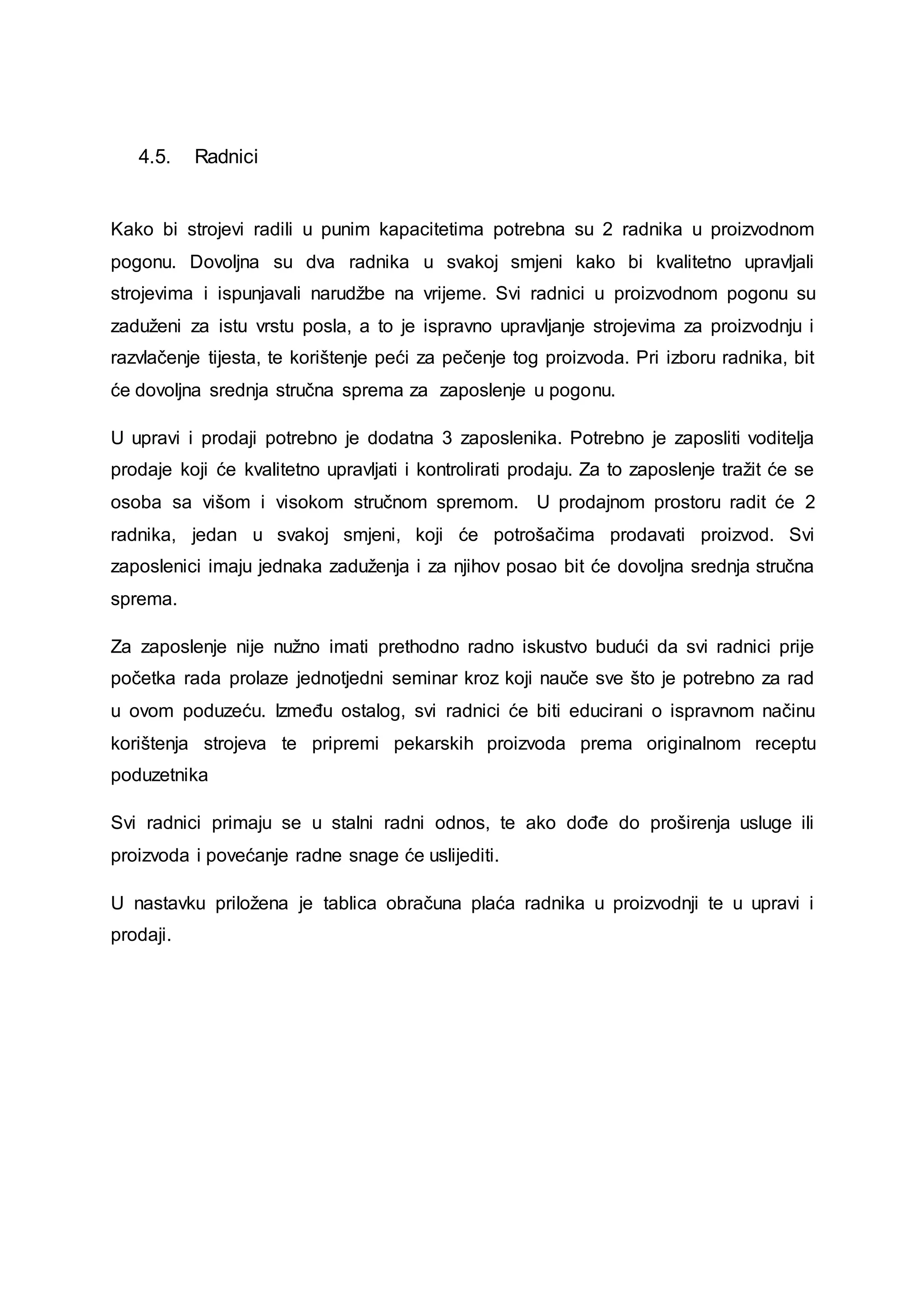 Poslovni plan ivan pekara | DOCX