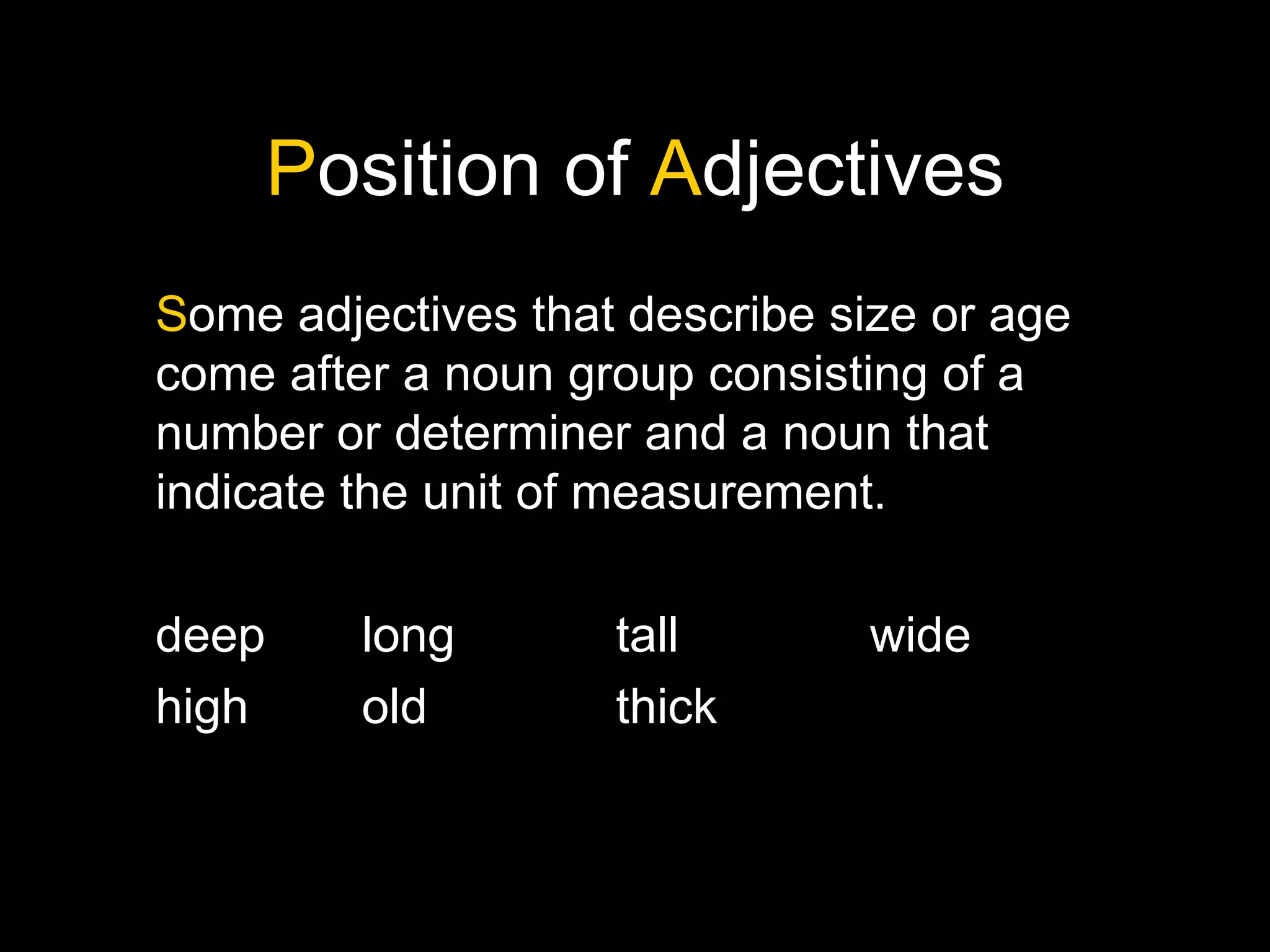 Position of Adjectives | PPT