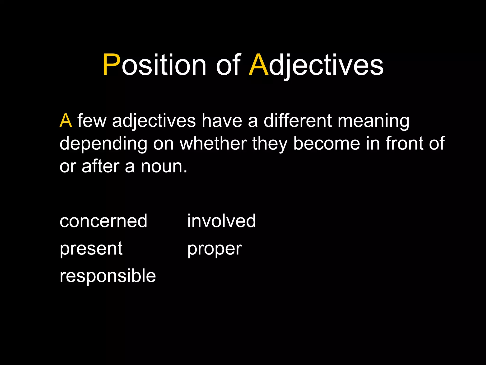 Position of Adjectives | PPT