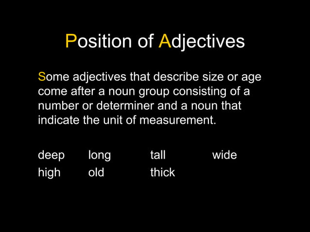 Position of Adjectives | PPT
